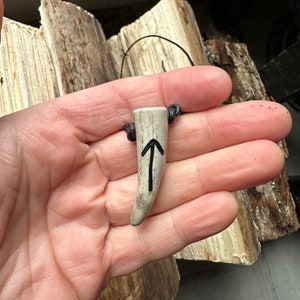 Genuine Deer Antler Nordic Rune Pendant Necklace - Justice - TIWAZ - Etsy