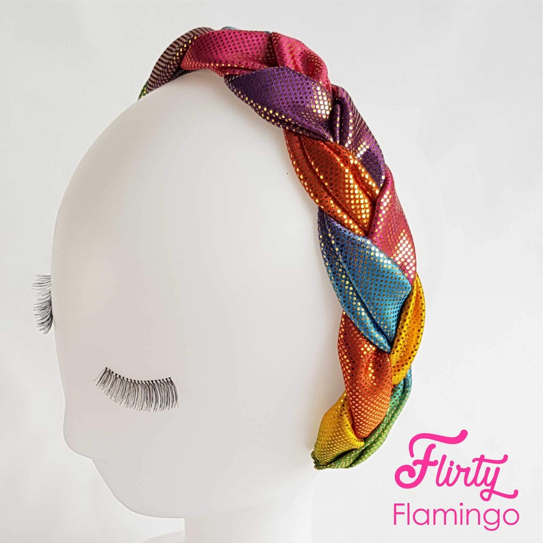 Rainbow Plait, Plait Headband Womens, Rainbow Colours, Gold Details ...