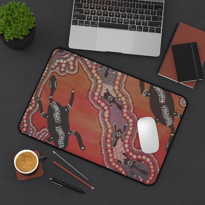 Aboriginal Dot Art Dingoes Desk Mat | Indigenous Style Mouse Pad - Etsy