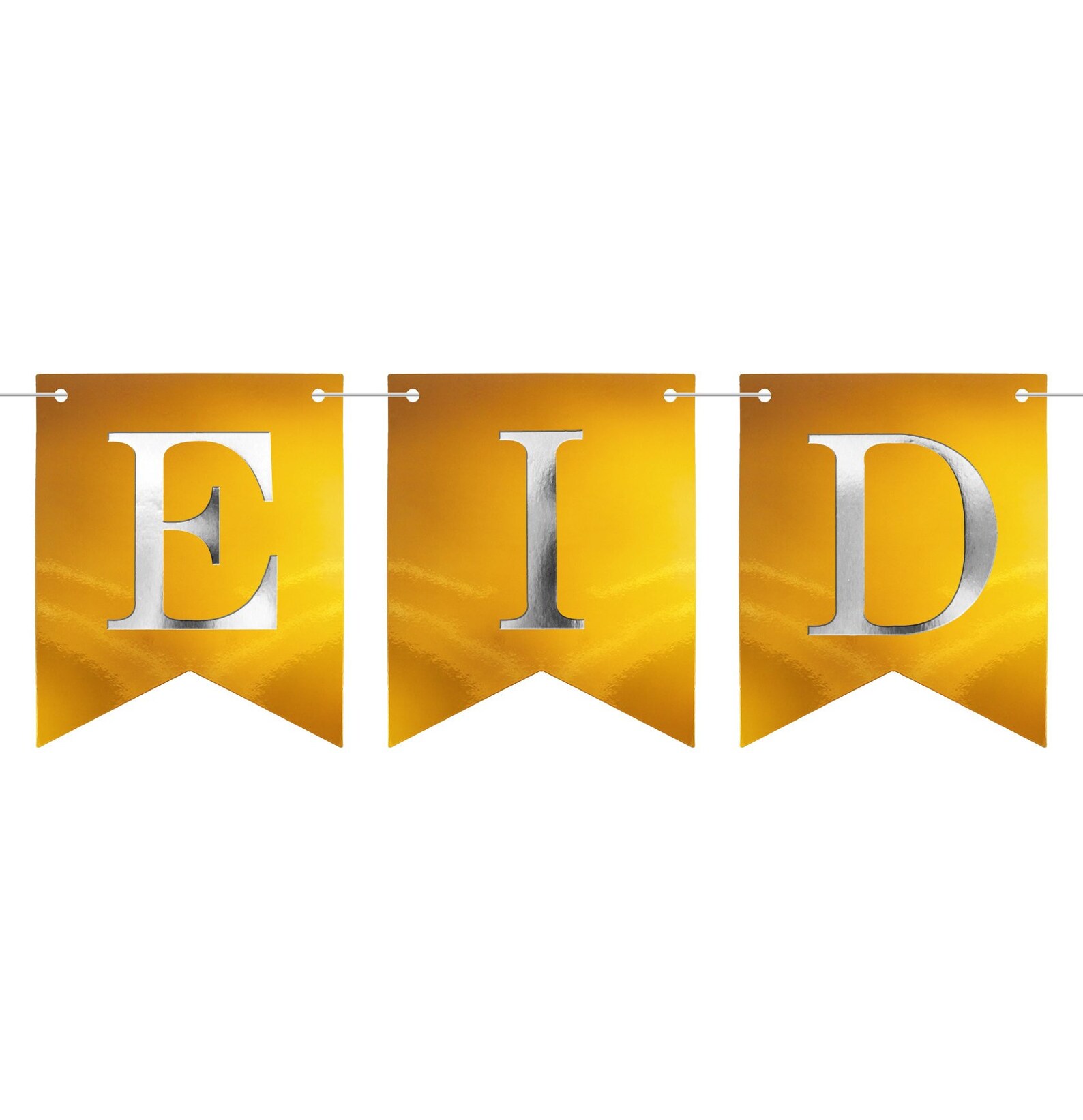 Gold Eid Mubarak Silver Lettering Card Pennant Bunting 2 - Etsy
