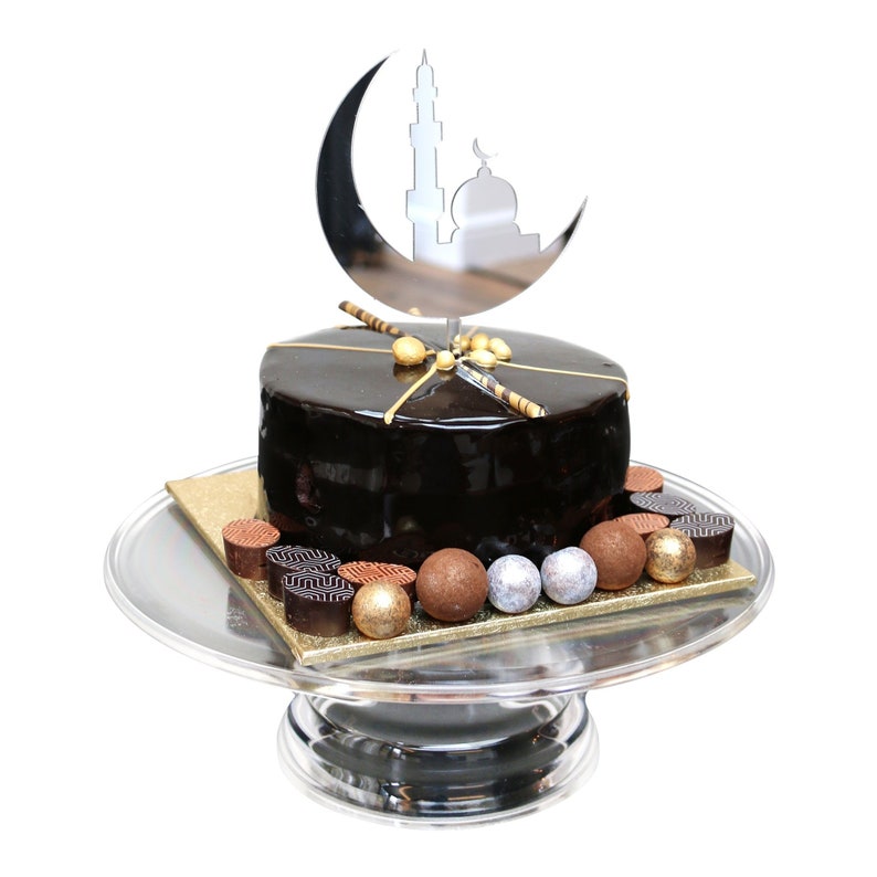 Metallic Silver Crescent Moon & Mosque Eid and Ramadan Cake - Etsy