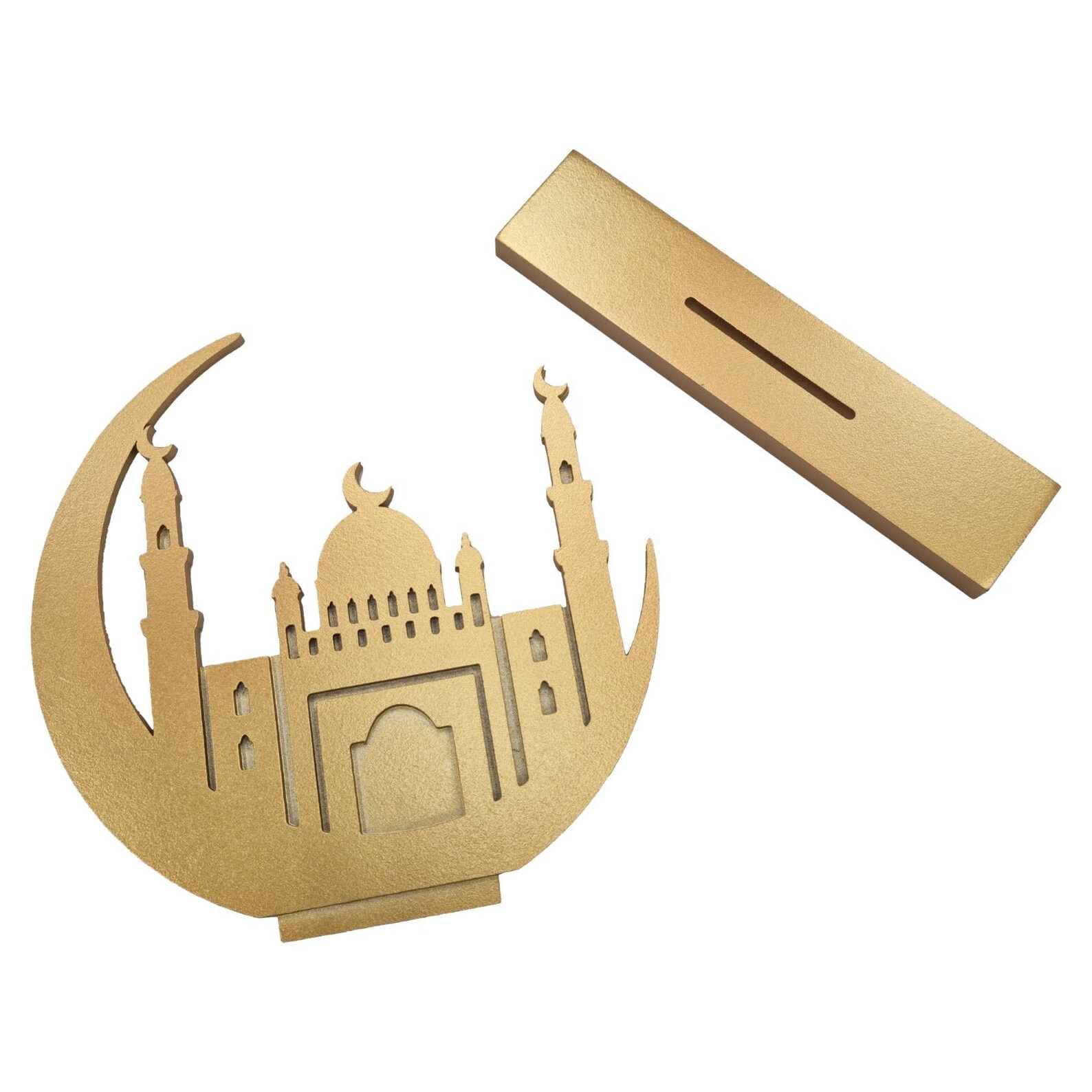 Matte Gold Wooden Crescent Moon & Mosque Table Centre - Etsy