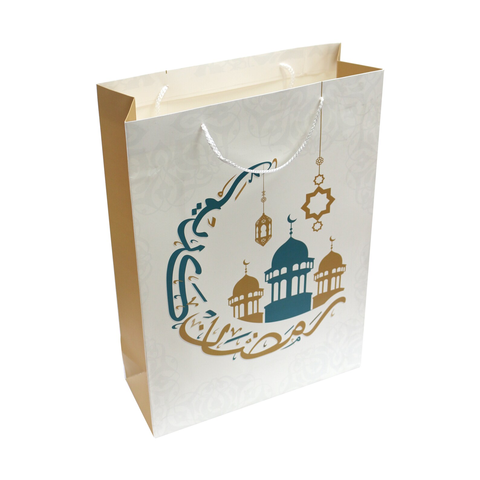 Pack of 2 Large White Gold/teal Mosque Eid & Ramadan Gift Bags - Etsy UK