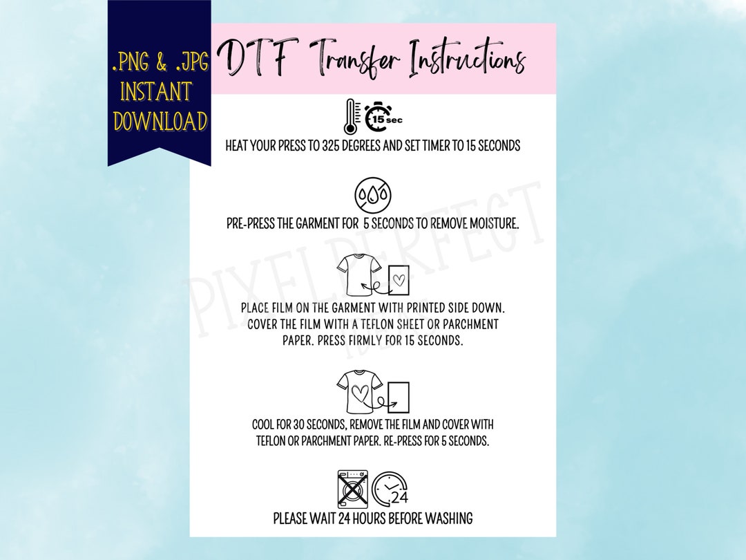Direct to Transfer | Digital Download | DTF Instructions | Shirt Care ...