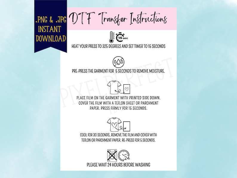 Direct to Transfer | Digital Download | DTF Instructions | Shirt Care Download | Instant ...