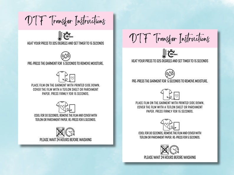 Direct to Transfer | Digital Download | DTF Instructions | Shirt Care ...