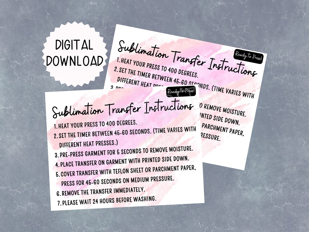 Sublimation Instructions | Direct to Transfer | Digital Download | DTF ...