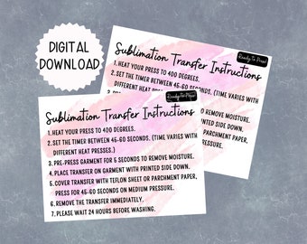Direct to Transfer Digital Download DTF Instructions Shirt Care ...