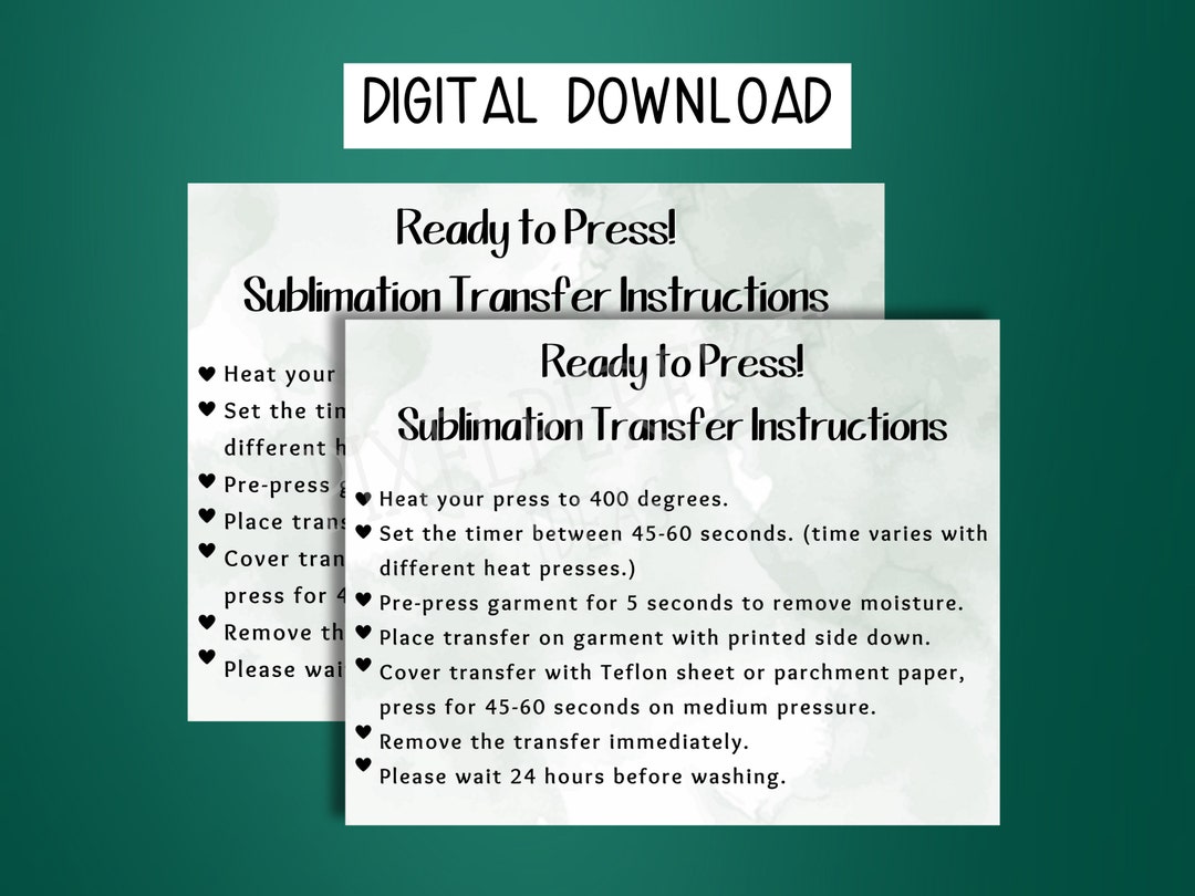 Sublimation Instructions | Direct to Transfer | Digital Download | DTF ...