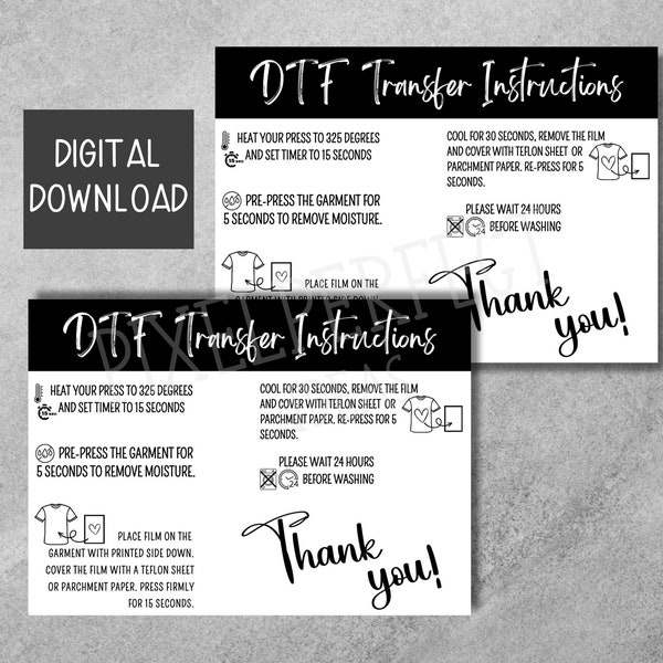 Dtf Care Instruction Template - Etsy