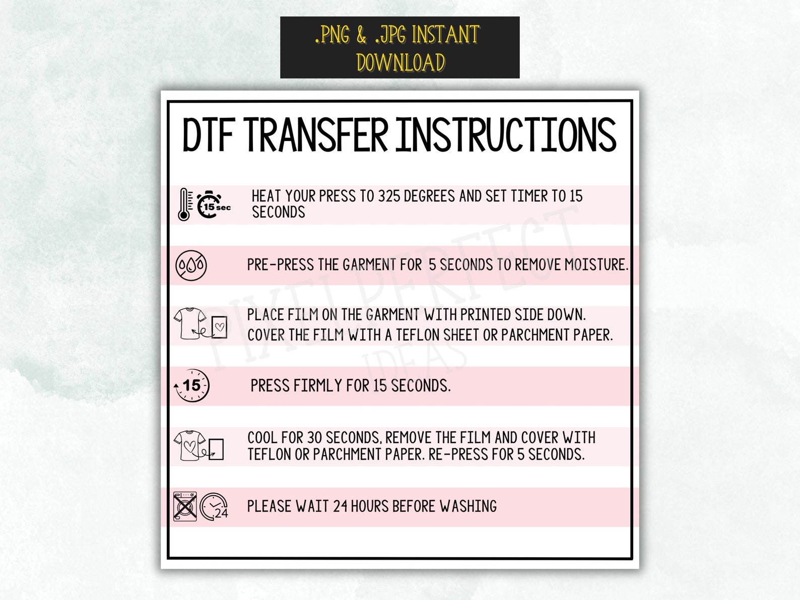 Direct to Transfer | Digital Download | DTF Instructions | Shirt Care ...