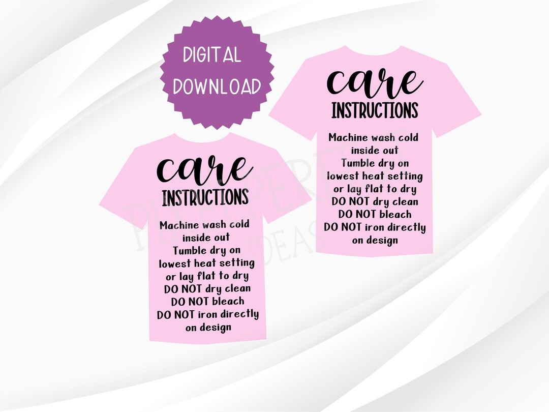 Shirt Shape Care Card Digital Download Washing Instructions Shirt Care ...