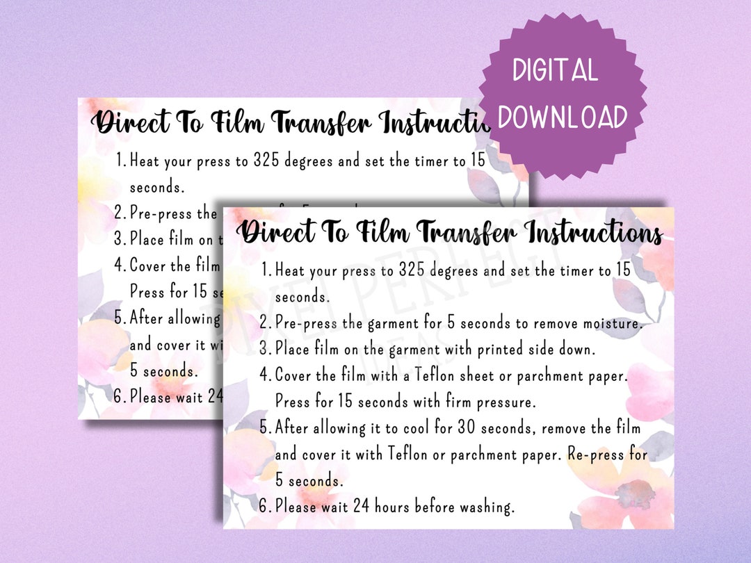 DTF Transfer Instructions Card | Shirt Care Guide (digital Download) - Etsy