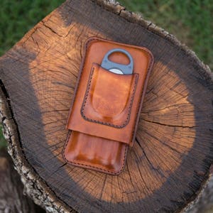 Leather Cigar Case With Removable Lid, Xikar X8 Cutter Case on Lid. - Etsy
