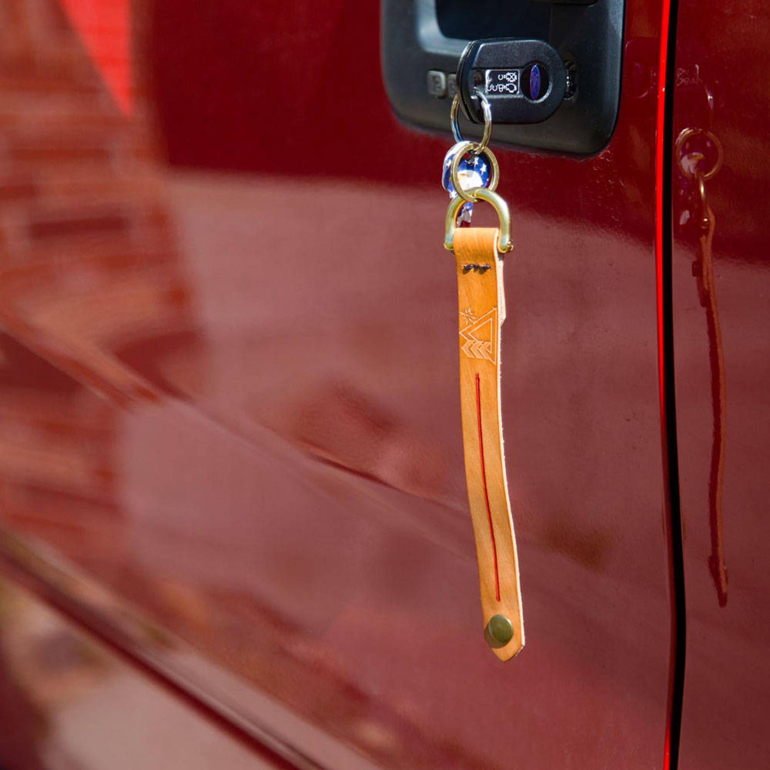 Thin Red Line Key Fobs With Antique Brass Finish Key Ring & - Etsy