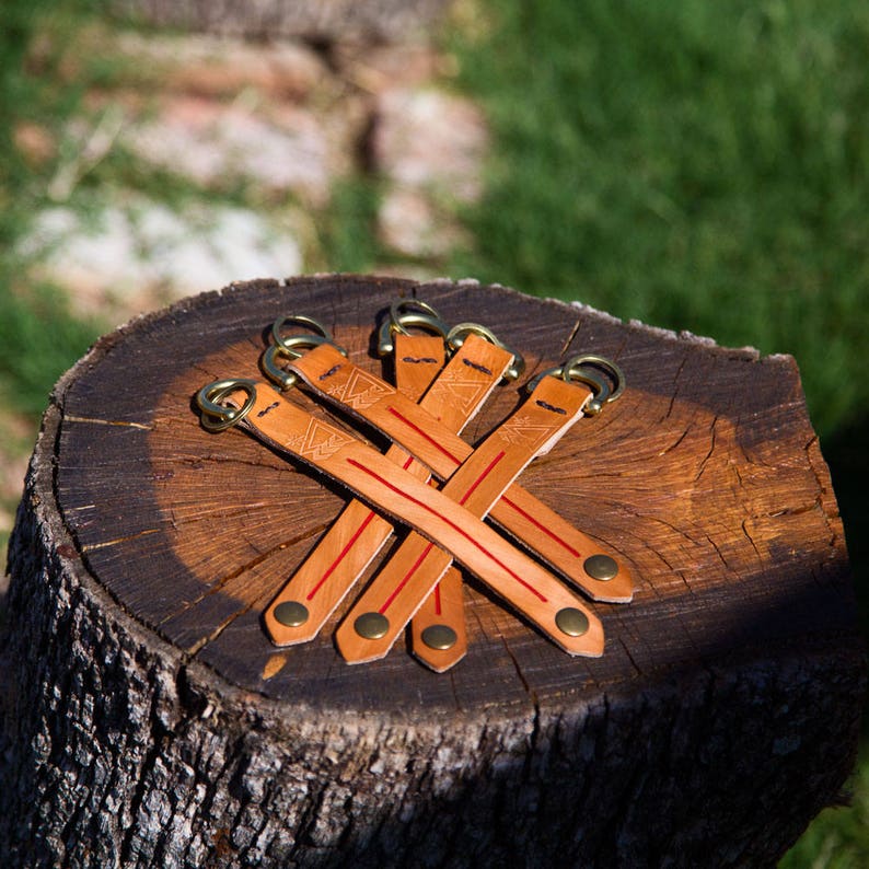 Thin Red Line Key Fobs With Antique Brass Finish Key Ring & - Etsy
