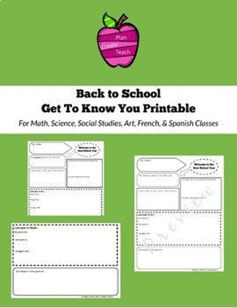 Back to School Get to Know You Middle and High School - Etsy