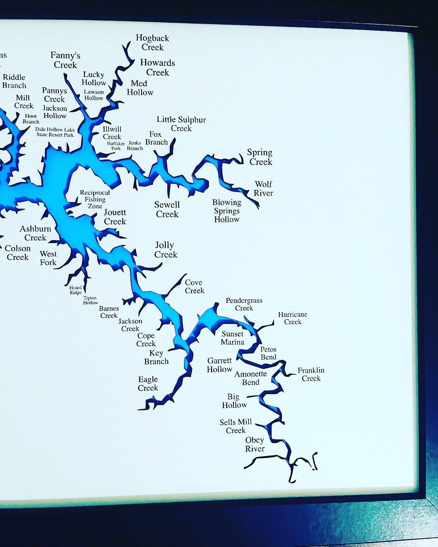 Dale Hollow Lake, Tennessee, Wood Lake Map, Laser Cut, Laser Engraved ...