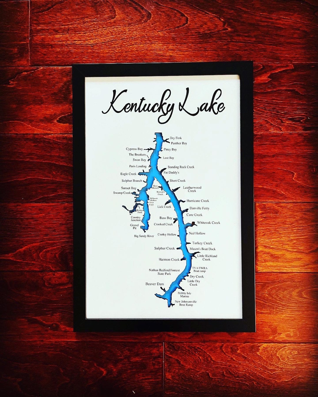Kentucky Lake, Tennessee, Wooden Lake Map, Laser Cut, Laser Engraved - Etsy