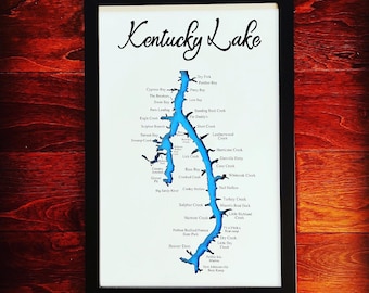 Kentucky Lake/lake Barkley, Kentucky, Tennessee, Laser Engraved/cut ...