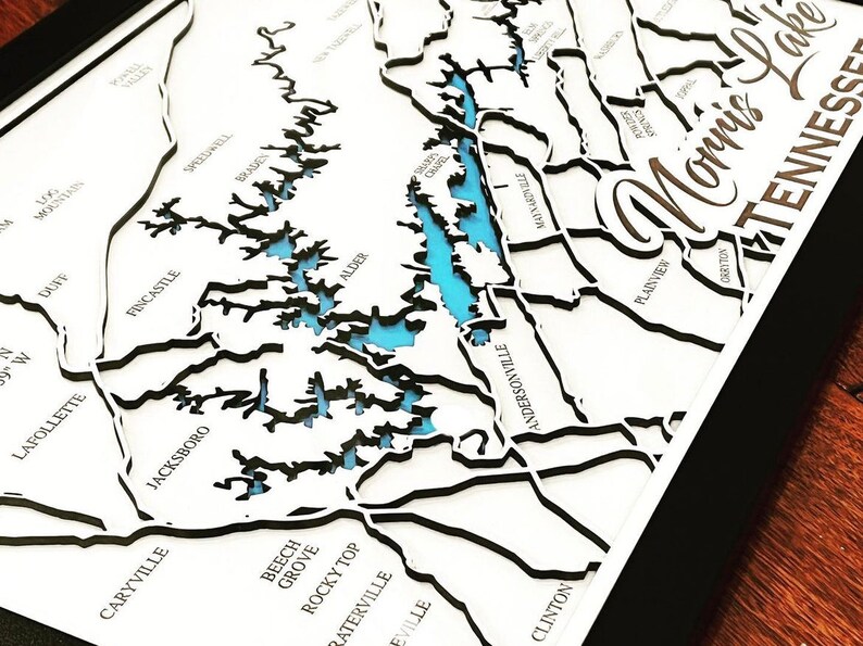 Norris Lake, Norris Lake Map, Tennessee, Wedding Gift, 3D Map, 3D Lake ...