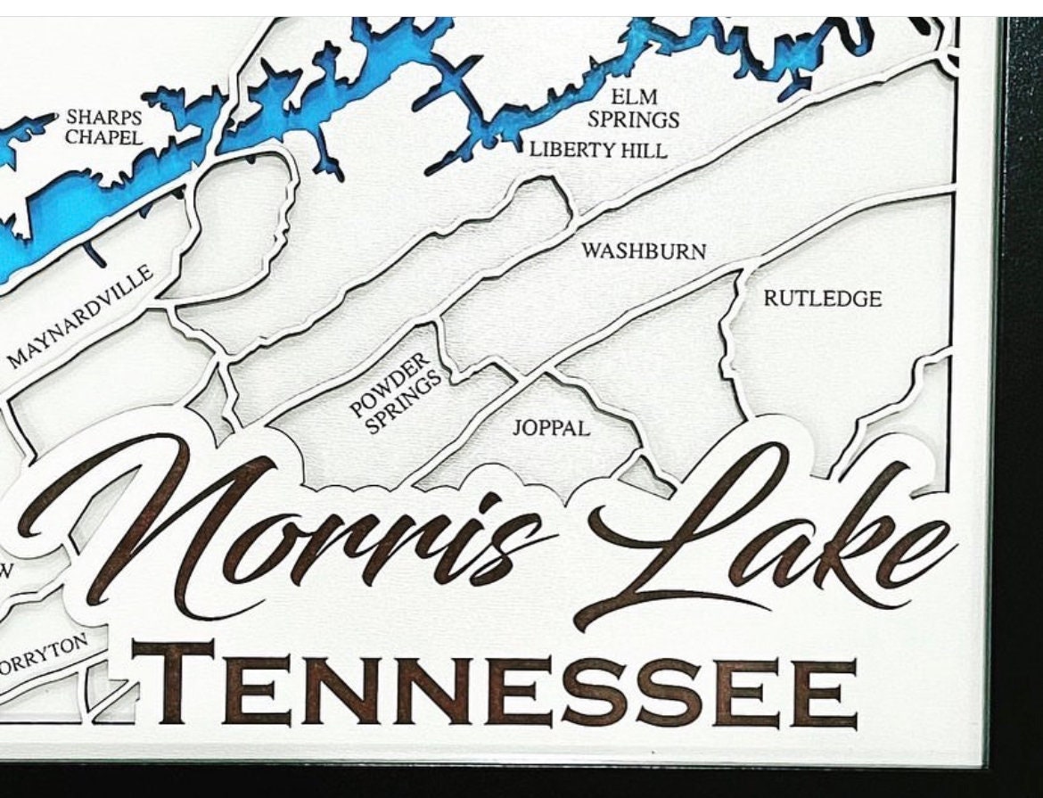 Norris Lake, Norris Lake Map, Tennessee, Wedding Gift, 3D Map, 3D Lake ...