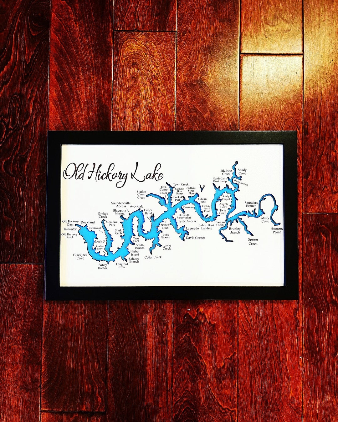 Old Hickory Lake, Tennessee, Laser Engraved Map, Wood Map, Personalized ...