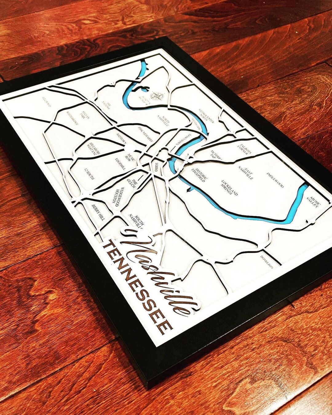 Nashville Wood Map-nashville Map-nashville Tennessee Map-custom City ...