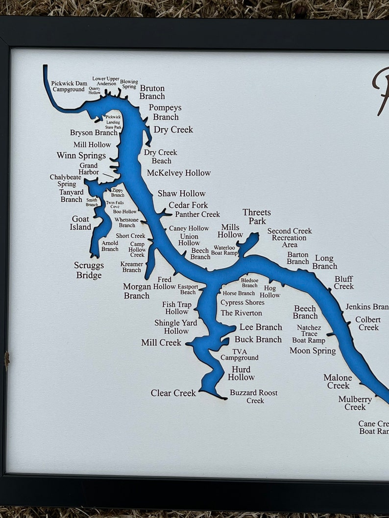 Pickwick Lake Map With Bays Labeled - Etsy Australia