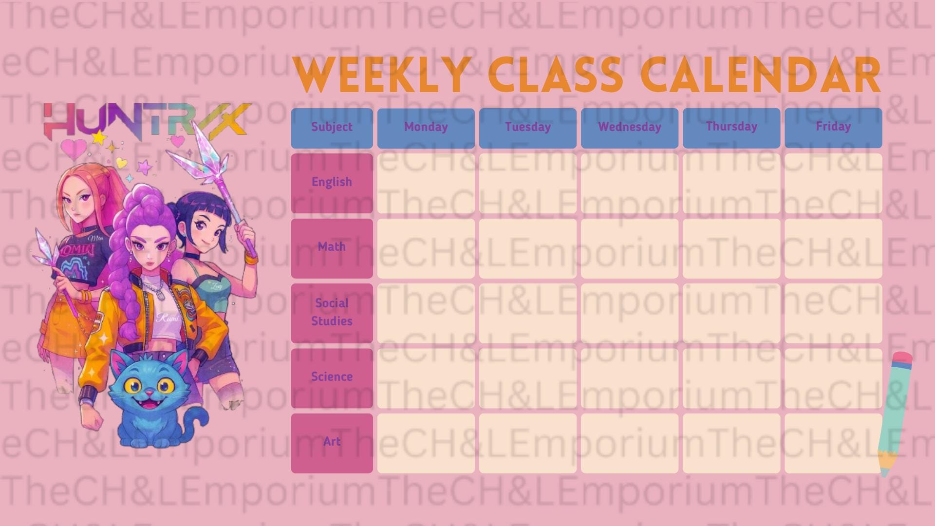 Printable K Pop Demon Hunters Weekly Class Calendar - Etsy