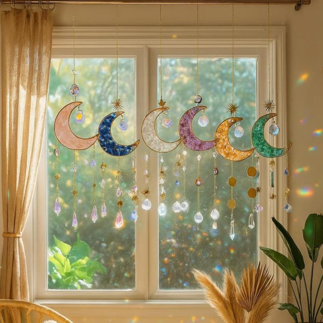 Mother's Day Gift, Moon Crystal Suncatcher Hanging, Sun Light Catcher ...