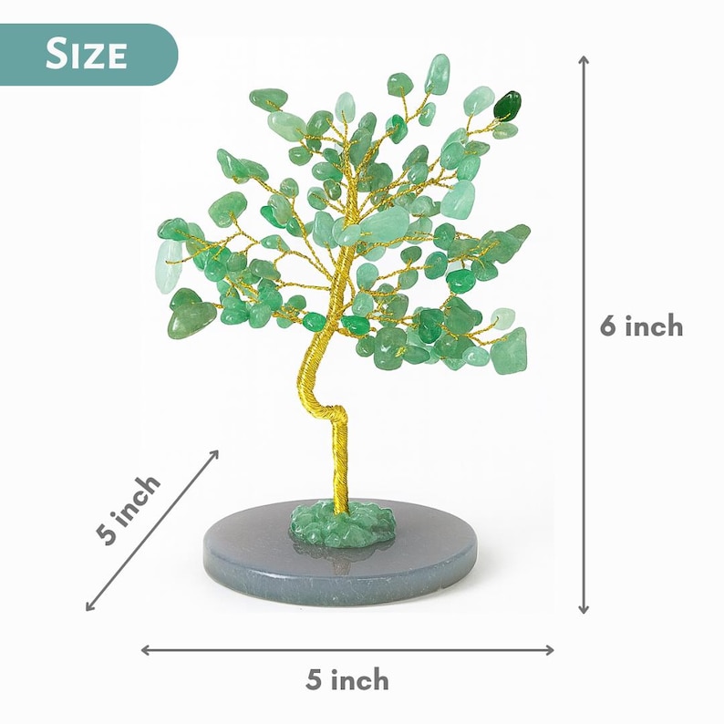 Green Aventurine Crystal Tree With Agate Rock, Feng Shui Tree of Life ...