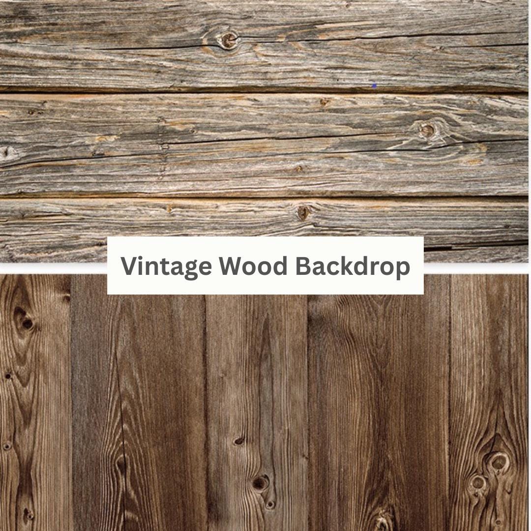Vintage Wood Photo Backdrop 34x22.5", Two-sided Flat Lay Background for ...