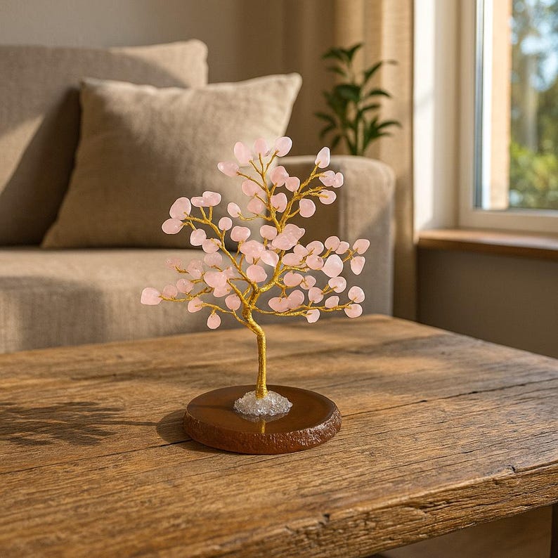 Real Crystal Tree With Agate Rock, Feng Shui Gemstone Tree of Life in ...