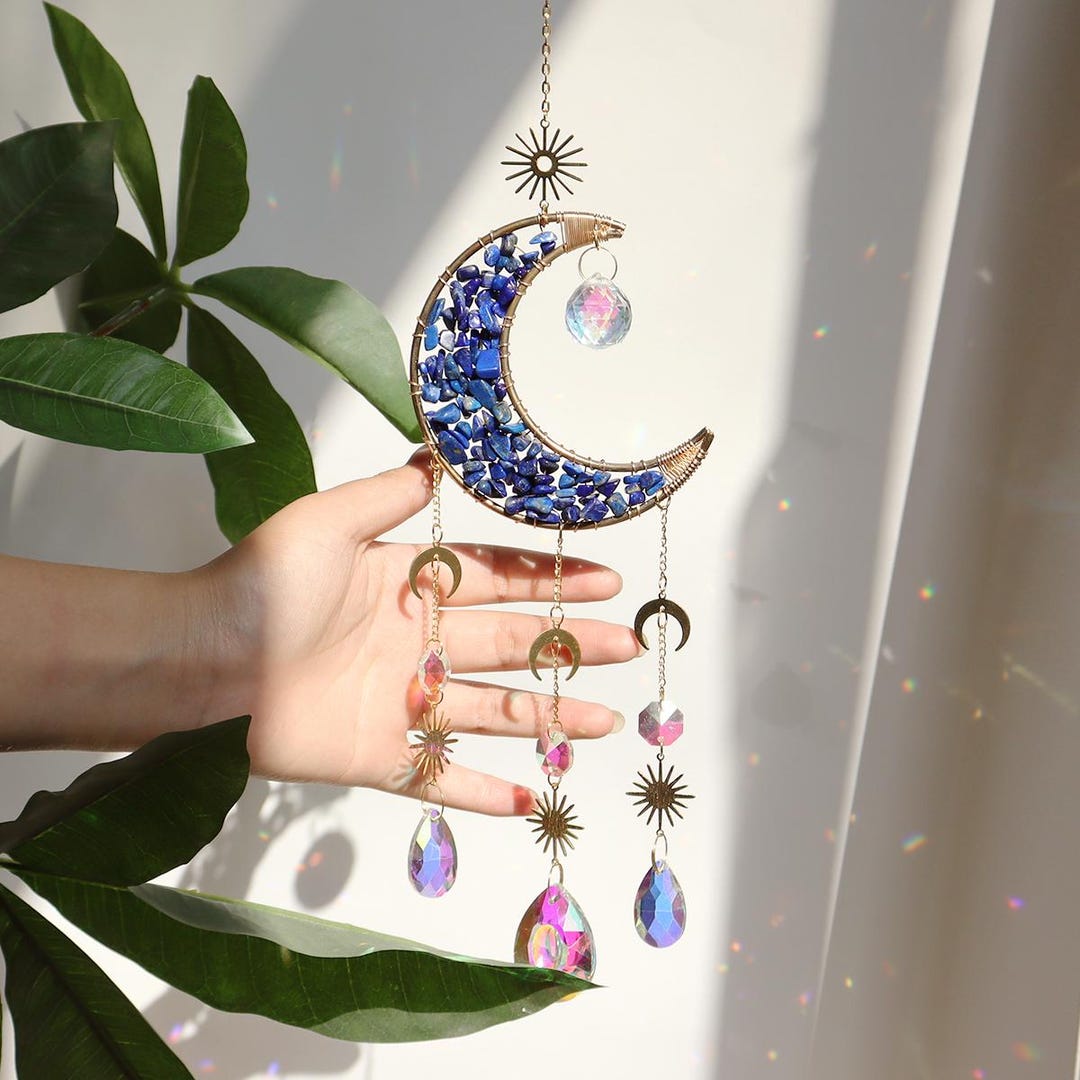 Blue Moon Crystal Suncatcher Hanging, Mother's Day Gift Her, Lapis ...