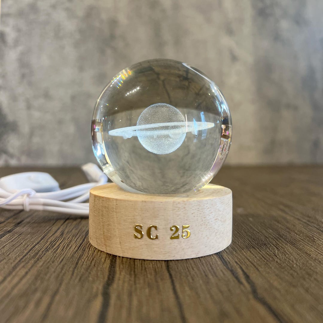 Personalized Saturn Globe Lamp, Small Crystal Ball Table Lamp for Kids ...