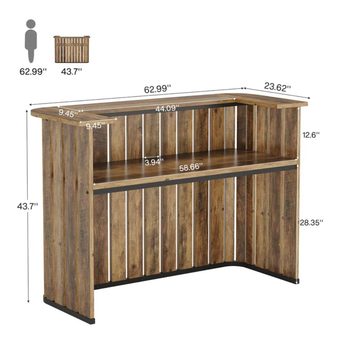Custom Wood Reception Desk 63 Inch, U-shaped Front Desk With Counter ...