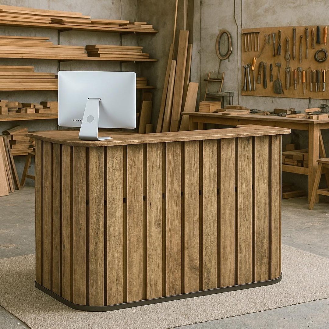 Custom Wood Reception Desk 63 Inch, U-shaped Front Desk With Counter ...