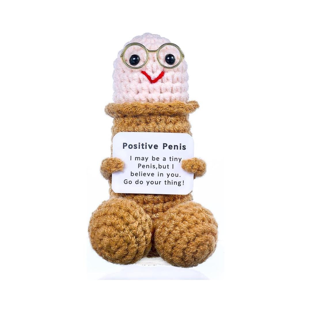 Handmade Crochet Penis With Positive Message, Cute Emotional Support Gift for Birthday, Positive ...