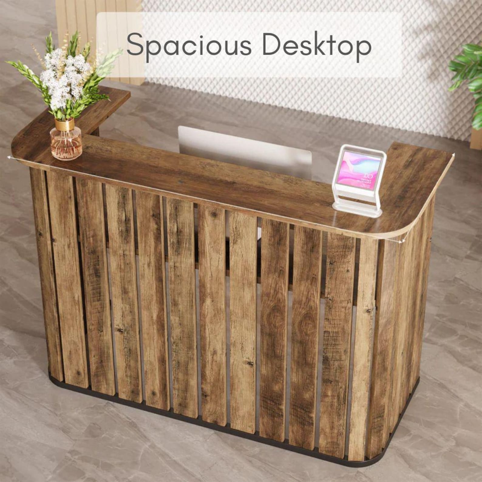 Custom Wood Reception Desk 63 Inch, U-shaped Front Desk With Counter ...
