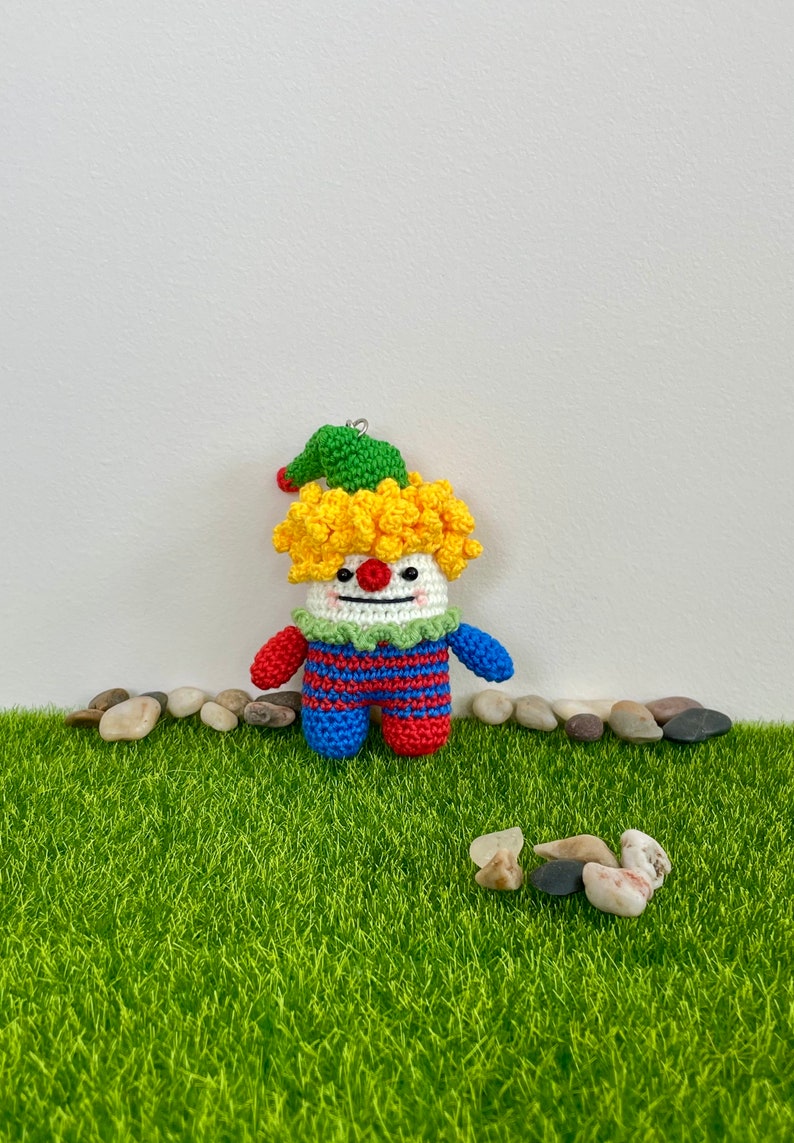 Colorful Clown Keychain Cute Clown Keychain Crochet Clown - Etsy