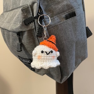 Cute Pumpkin and Ghost Keychain, Crochet Ghost Keychain, Crochet ...