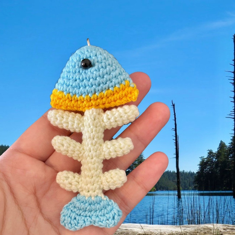 Fish Bone Crochet Keychain Cute Crochet Keychain Fish Bone - Etsy