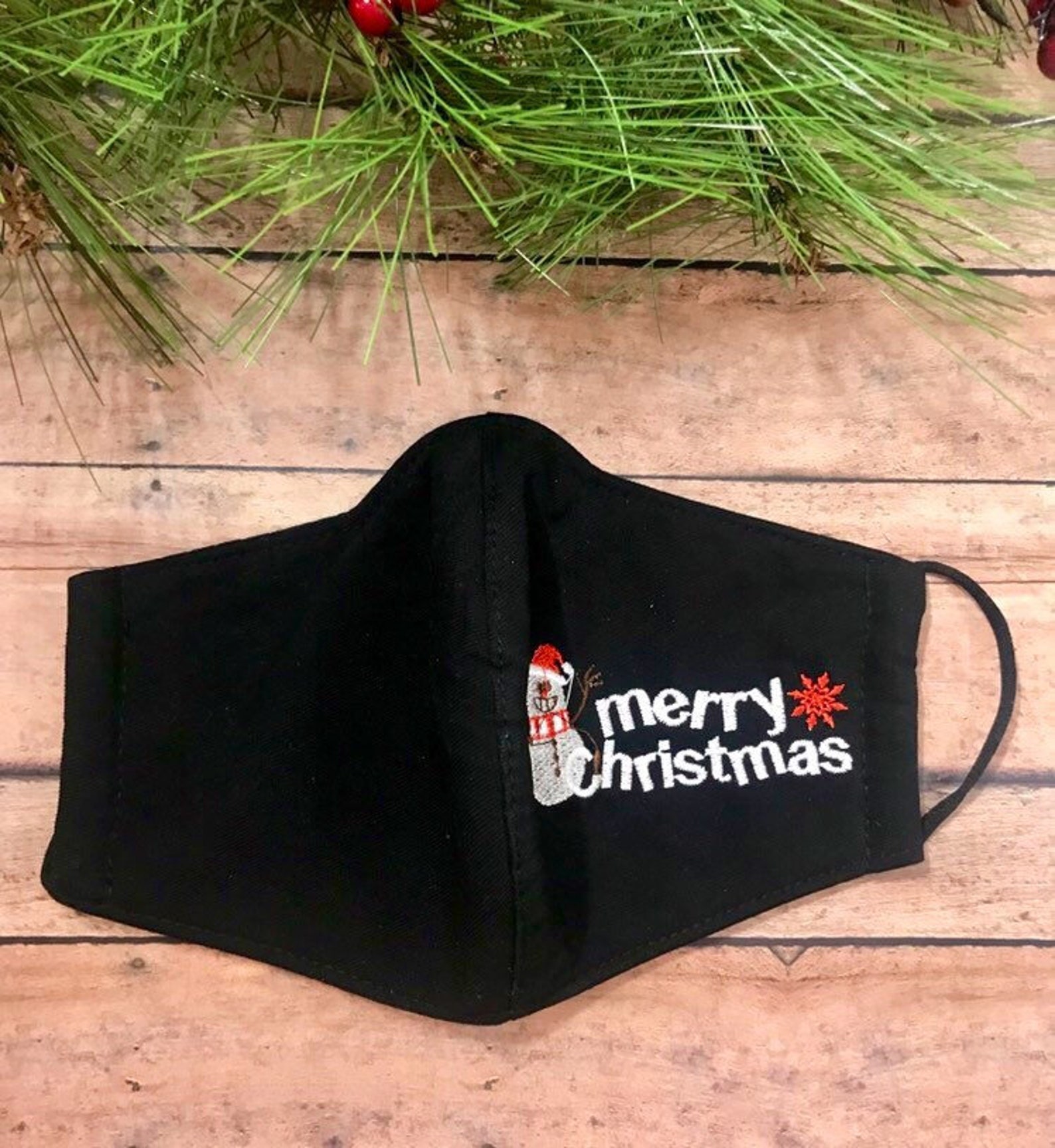 Cute Embroidered Christmas Face Mask, Cute Holiday Face Mask, 3 Layers ...