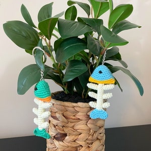 Fish Bone Crochet Keychain Cute Crochet Keychain Fish Bone - Etsy