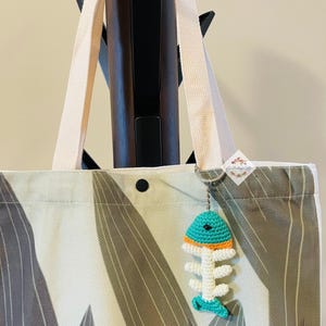 Fish Bone Crochet Keychain, Cute Crochet Keychain, Fish Bone Keychain ...