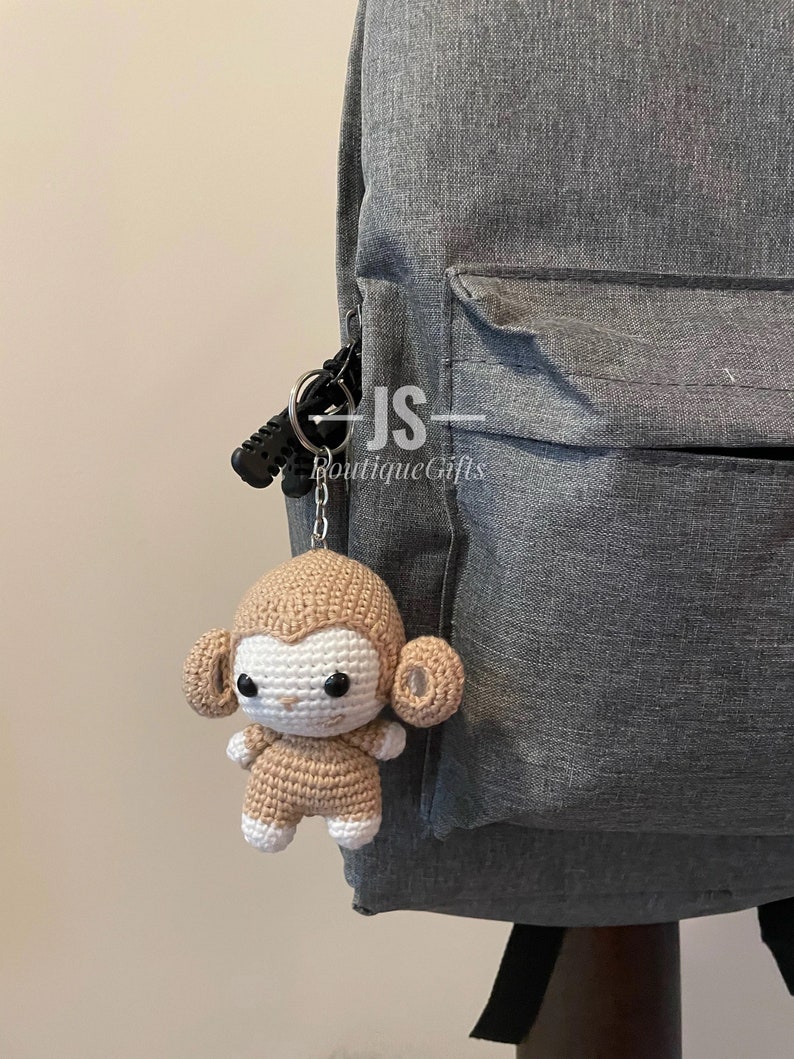 Monkey Keychain, Cute Monkey, Crochet Monkey Keychain, Monkey Keychain ...