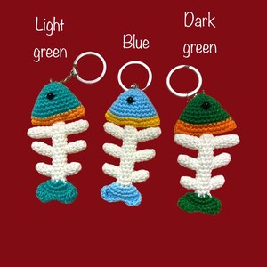 Fish Bone Crochet Keychain, Cute Crochet Keychain, Fish Bone Keychain ...