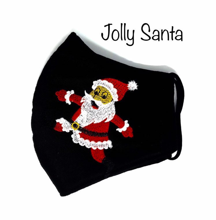 Cute Embroidered Christmas Face Mask, Cute Holiday Face Mask, 3 Layers ...