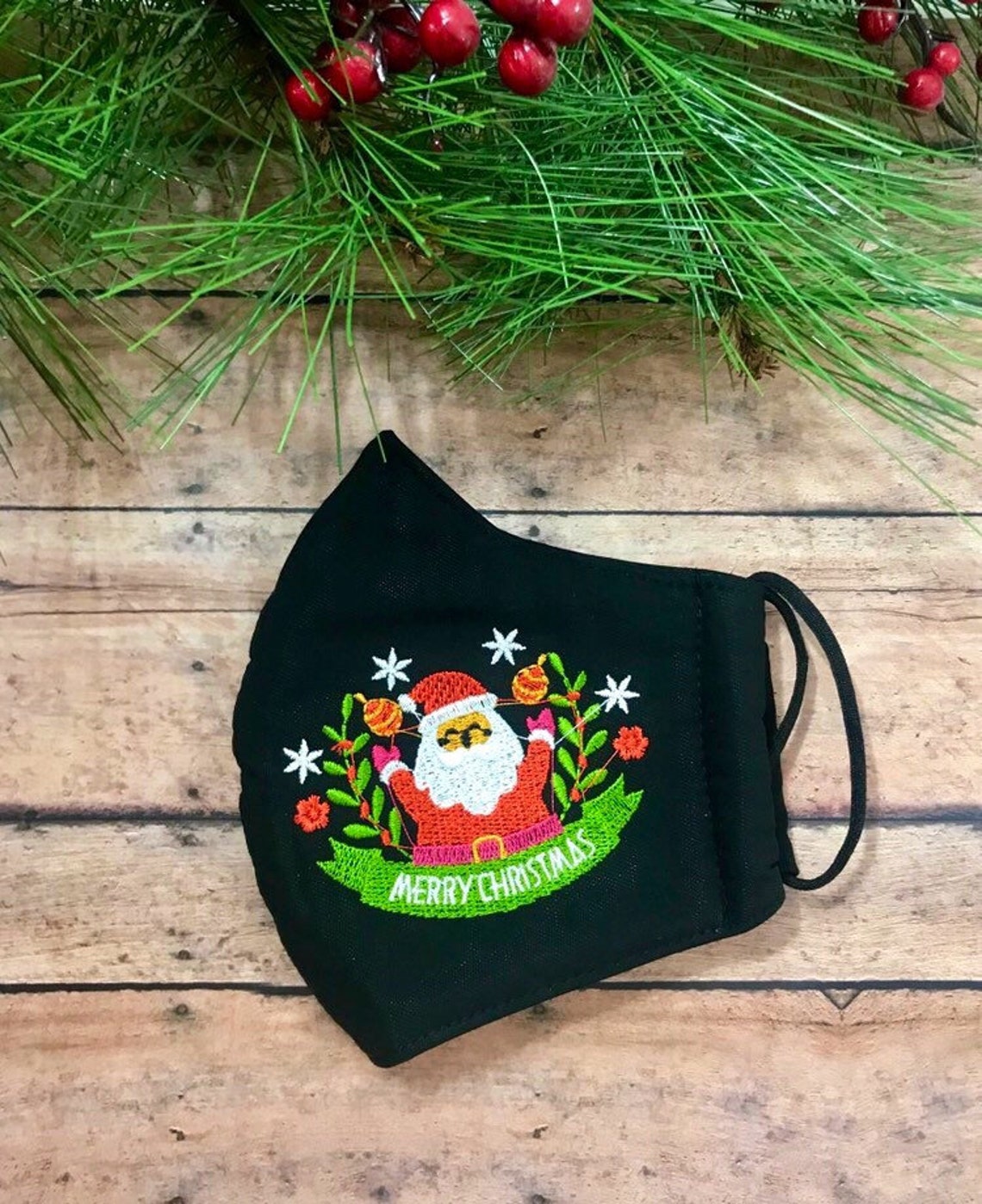 Cute embroidered Christmas face mask cute Holiday face mask | Etsy